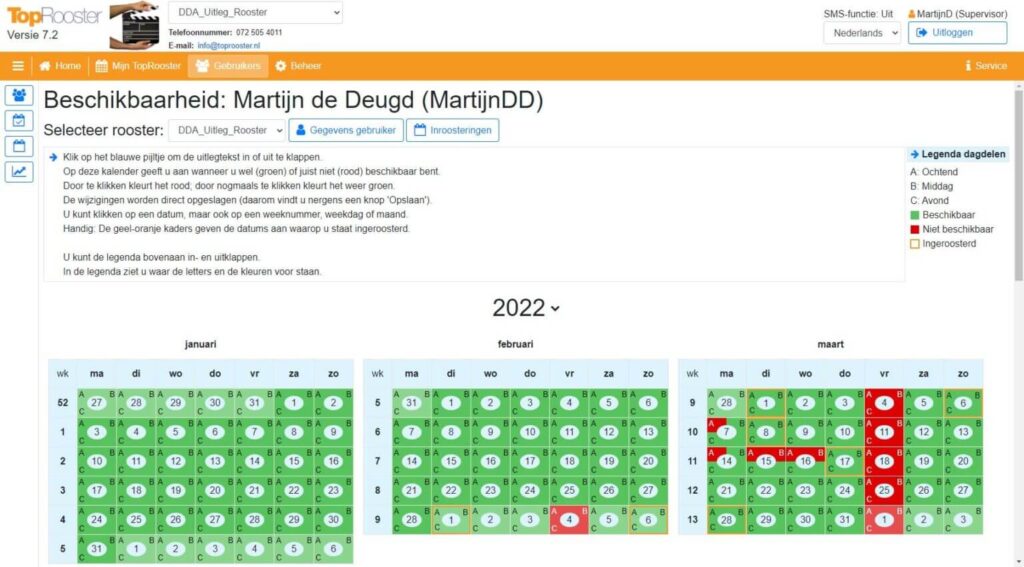 Rooster Planning - 3 maanden gratis proberen
